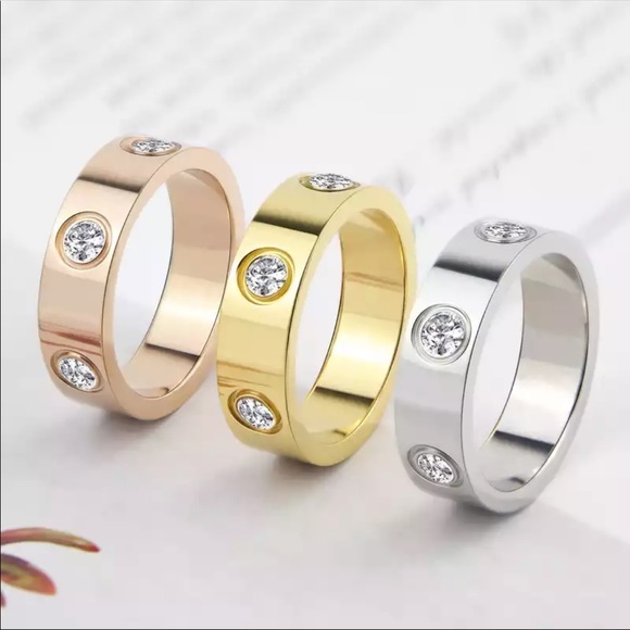 Jewelry | New Luxury Shiny Rotating Circle Crystal Ring Stainless Steel ...